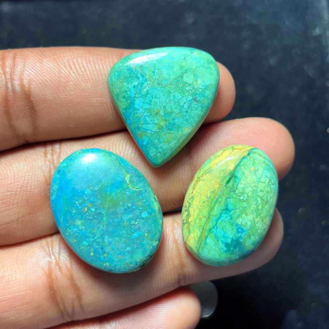 Blue Opalized Petrified Wood Cabochons: Peruvian Opalina Gemstone Lot ...