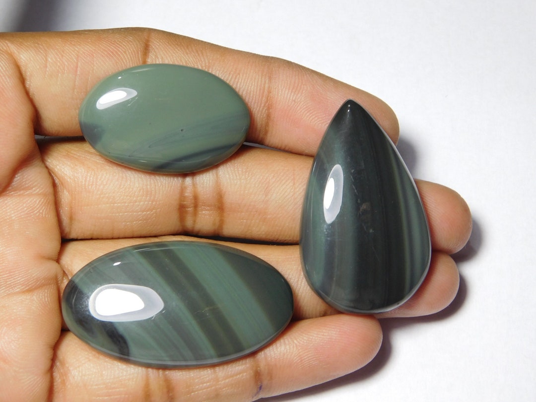 3 Piece Amazing Quality Spider Web Obsidian Lot Gemstone Natural Spider ...