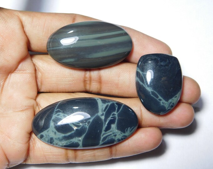 3 Piece Amazing Quality Spider Web Obsidian Lot Gemstone Natural Spider ...