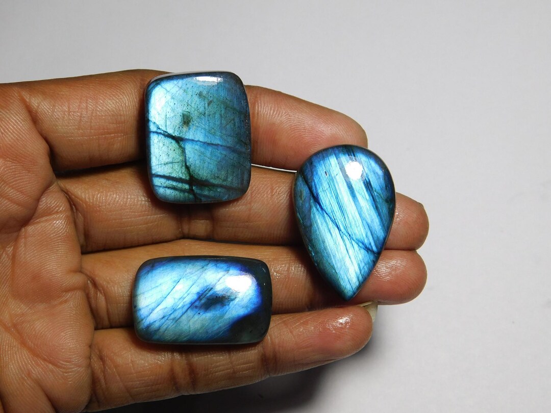 Labradorite Lot of 3 Piece Gemstone Natural Labradorite Cabochons ...