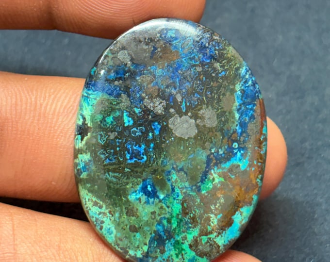 Handmade Azurite Gemstone, Natural Stone (40x31mm, 61cts.) - Etsy