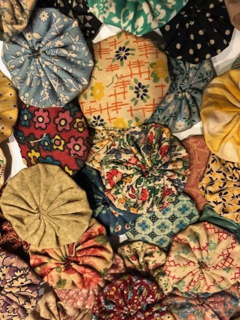 FABRIC YO YO Puffs Tea Stained for Vintage Antique Look 1.5" for ...