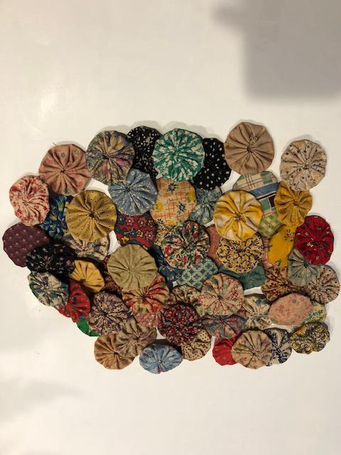 FABRIC YO YO Puffs Tea Stained for Vintage Antique Look 1.5" for ...