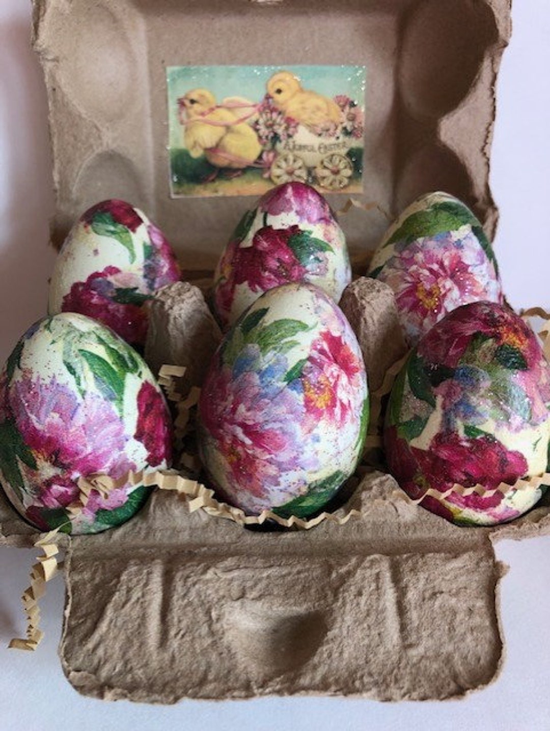 EASTER EGGS DECOUPAGED in Decorative Carton - Etsy