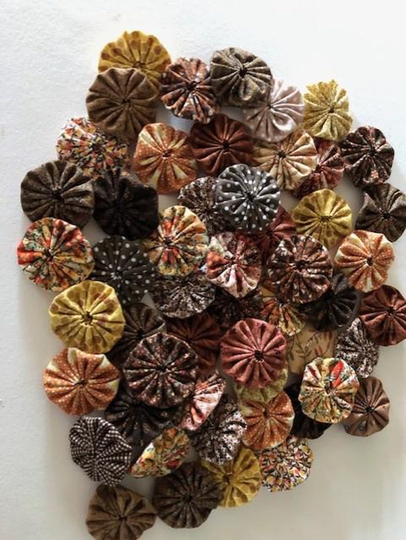 FABRIC YO Yos 50+ (I Throw in Extras!) 1.5" Warm Fall Colors Brown, Tan, Rust, Gold Using Both ...