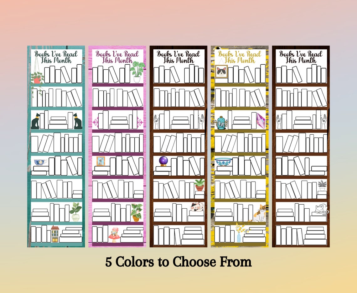 Printable Bookshelf Style Bookmarks for Book Tracking Great Gift for ...