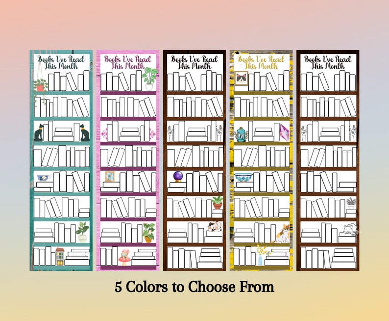Printable Bookshelf Style Bookmarks for Book Tracking Great Gift for ...