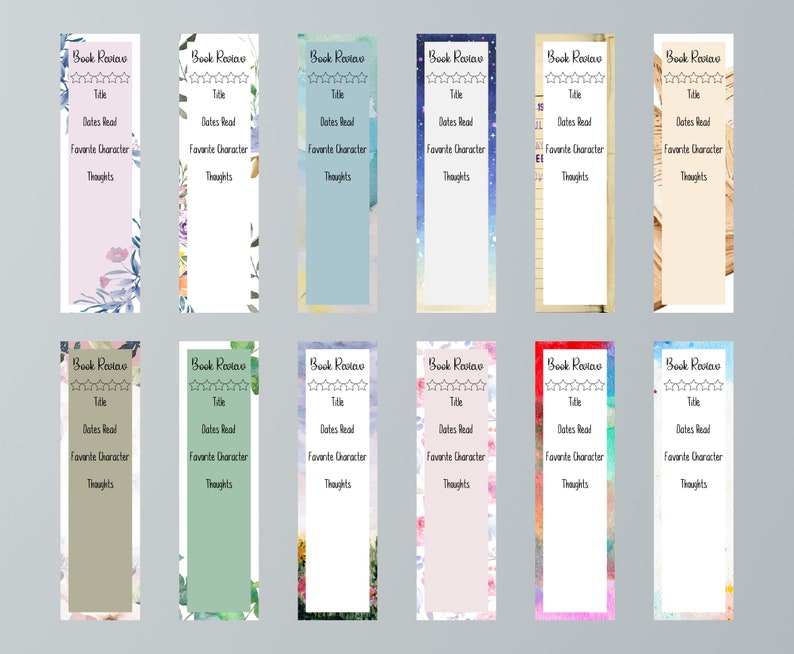 Printable Watercolor Bookmarks for Book Review Great Gift - Etsy
