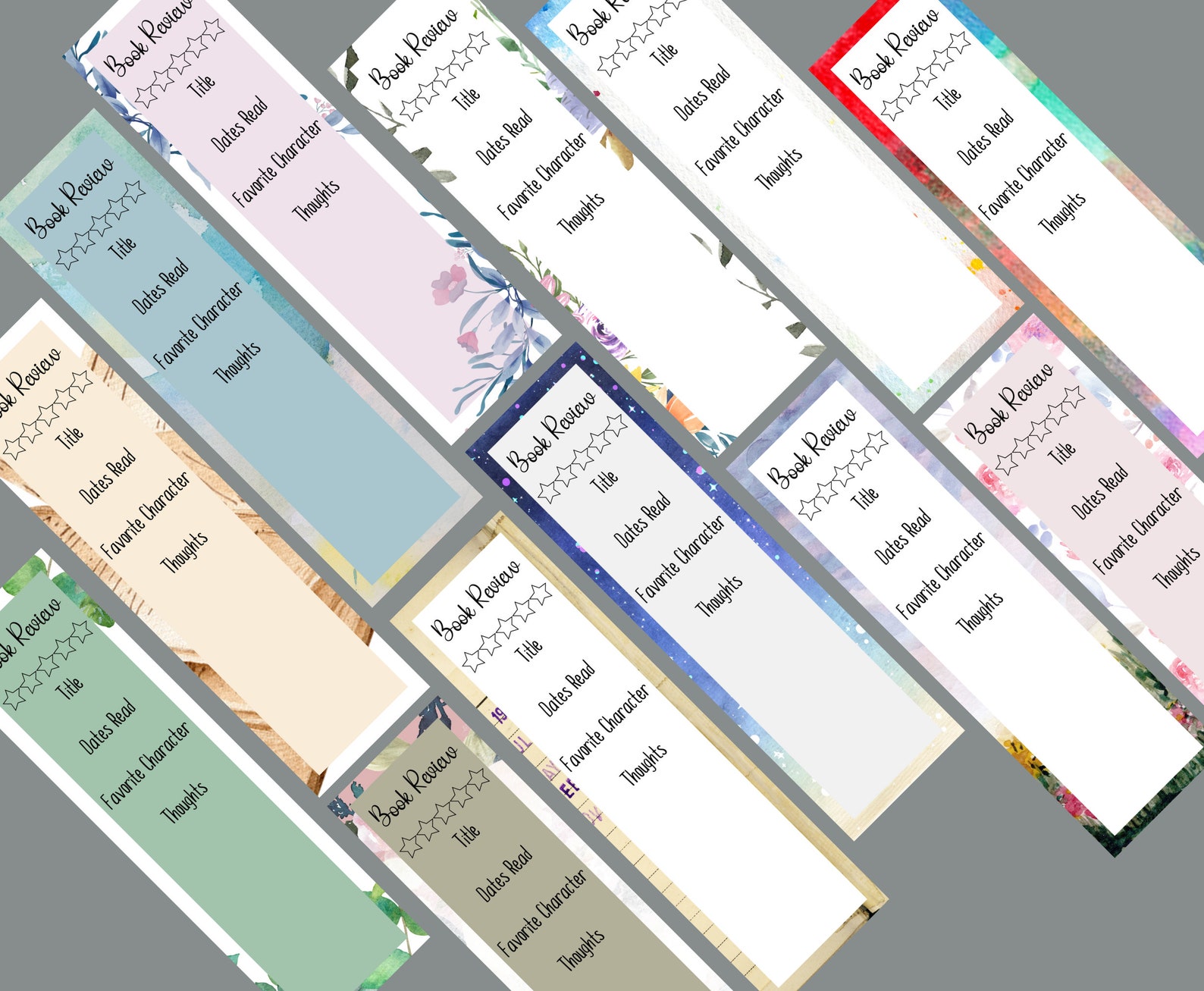 Printable Watercolor Bookmarks for Book Review Great Gift - Etsy