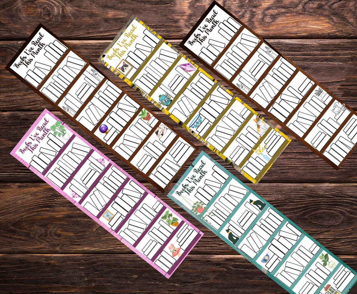 Printable Bookshelf Style Bookmarks for Book Tracking Great Gift for ...