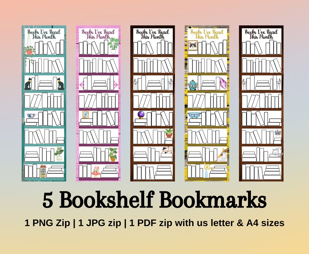 Printable Bookshelf Style Bookmarks for Book Tracking Great Gift for ...