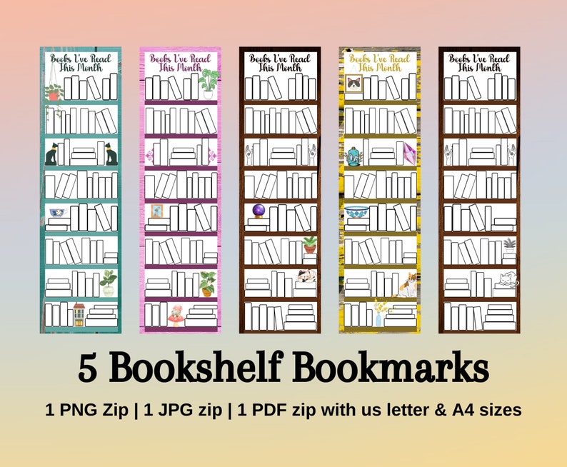 Printable Bookshelf Style Bookmarks for Book Tracking Great Gift for ...
