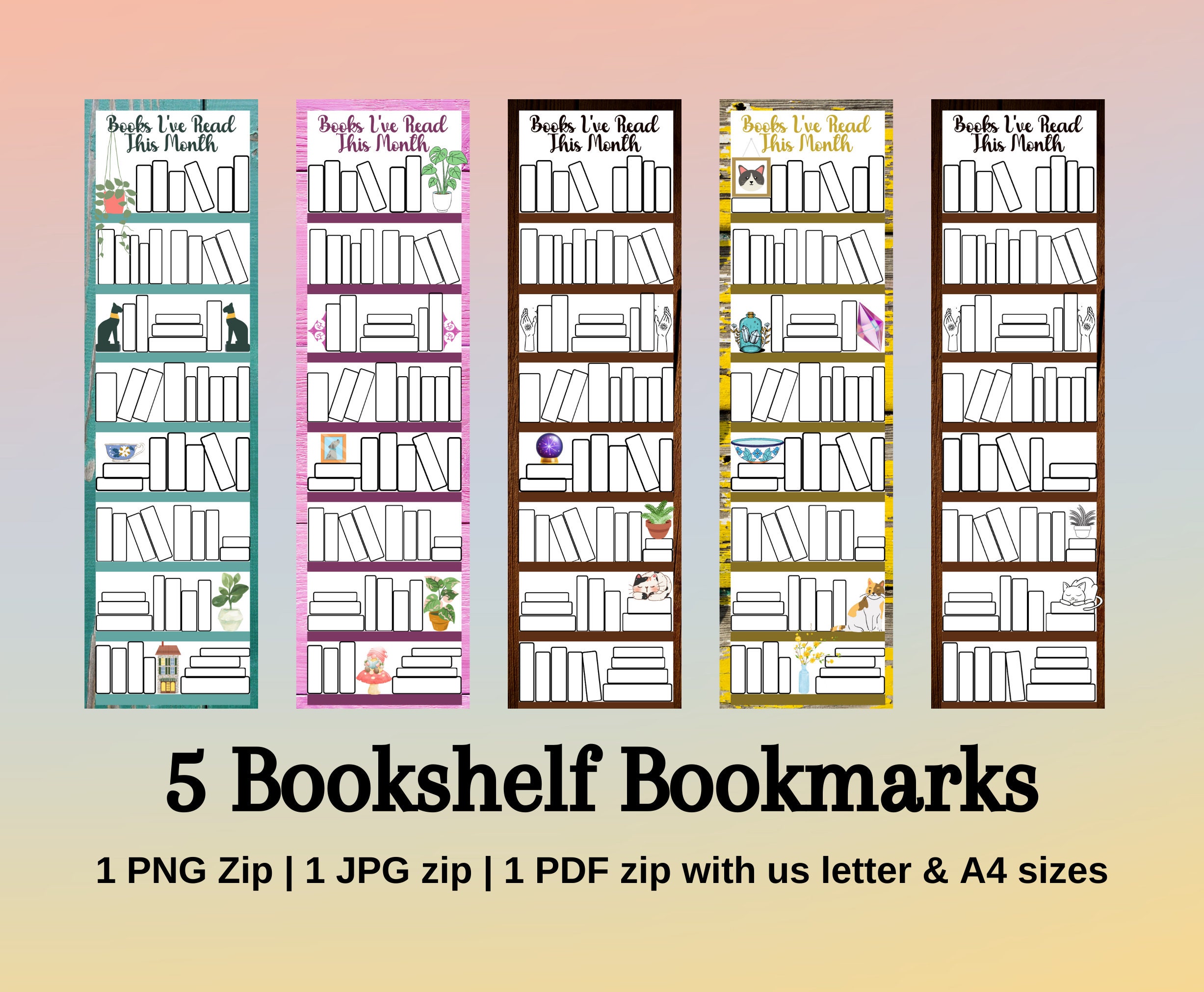 Printable Bookshelf Style Bookmarks for Book Tracking Great Gift for ...