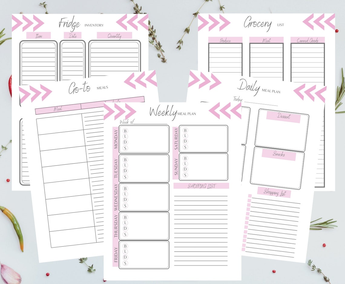 Printable Menu Planner Instant Download Weekly Meal Planner & - Etsy