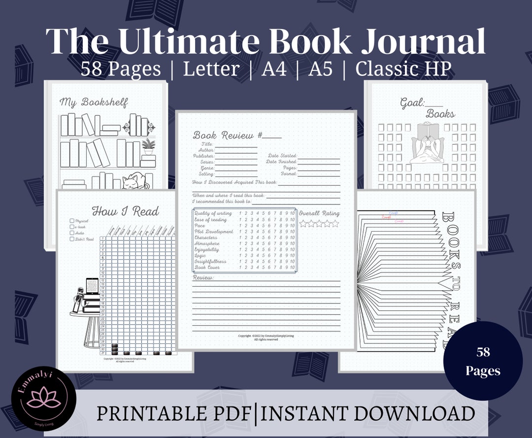 The Ultimate Book Journal 58 Pages Reading Planner Bullet-style Pages 4 ...