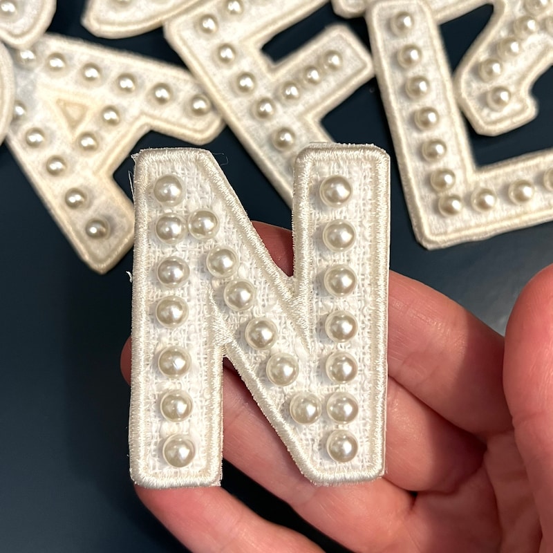 Pearl Letter Iron on Patches - Etsy