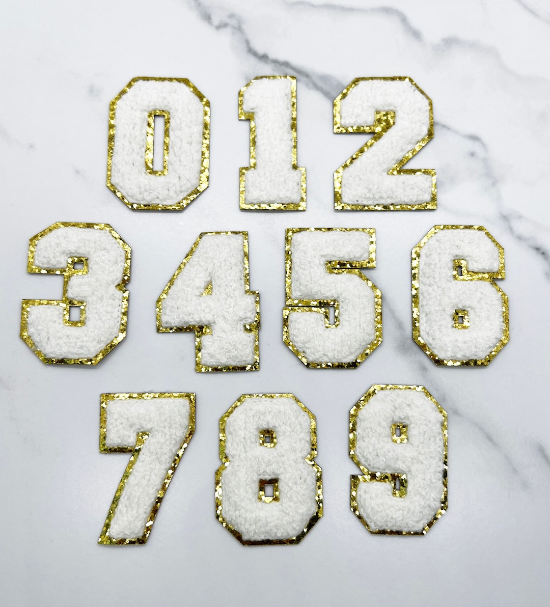 2.2" ADHESIVE Chenille Numbers Glitter Patch DIY - Etsy