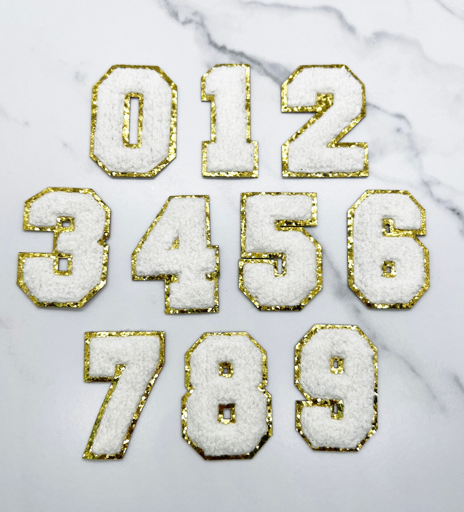 2.2 ADHESIVE Chenille Numbers Glitter Patch DIY - Etsy