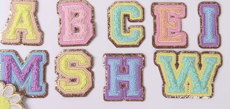 2.25 Chenille ADHESIVE Glitter Letter Patches Initial Patch - Etsy