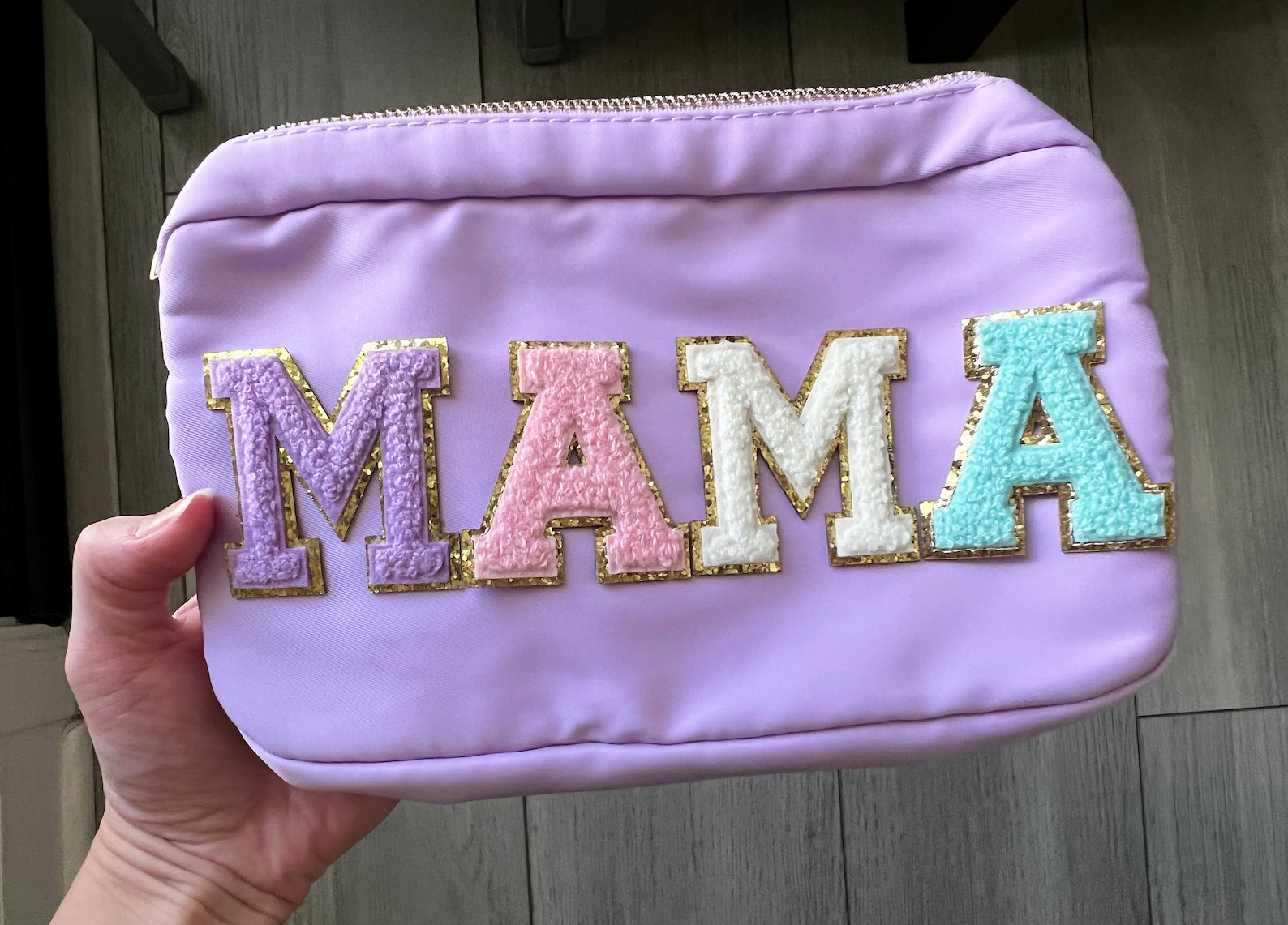 MAMA Makeup Bag Toiletry Cosmetic Travel Customizable Chenille - Etsy