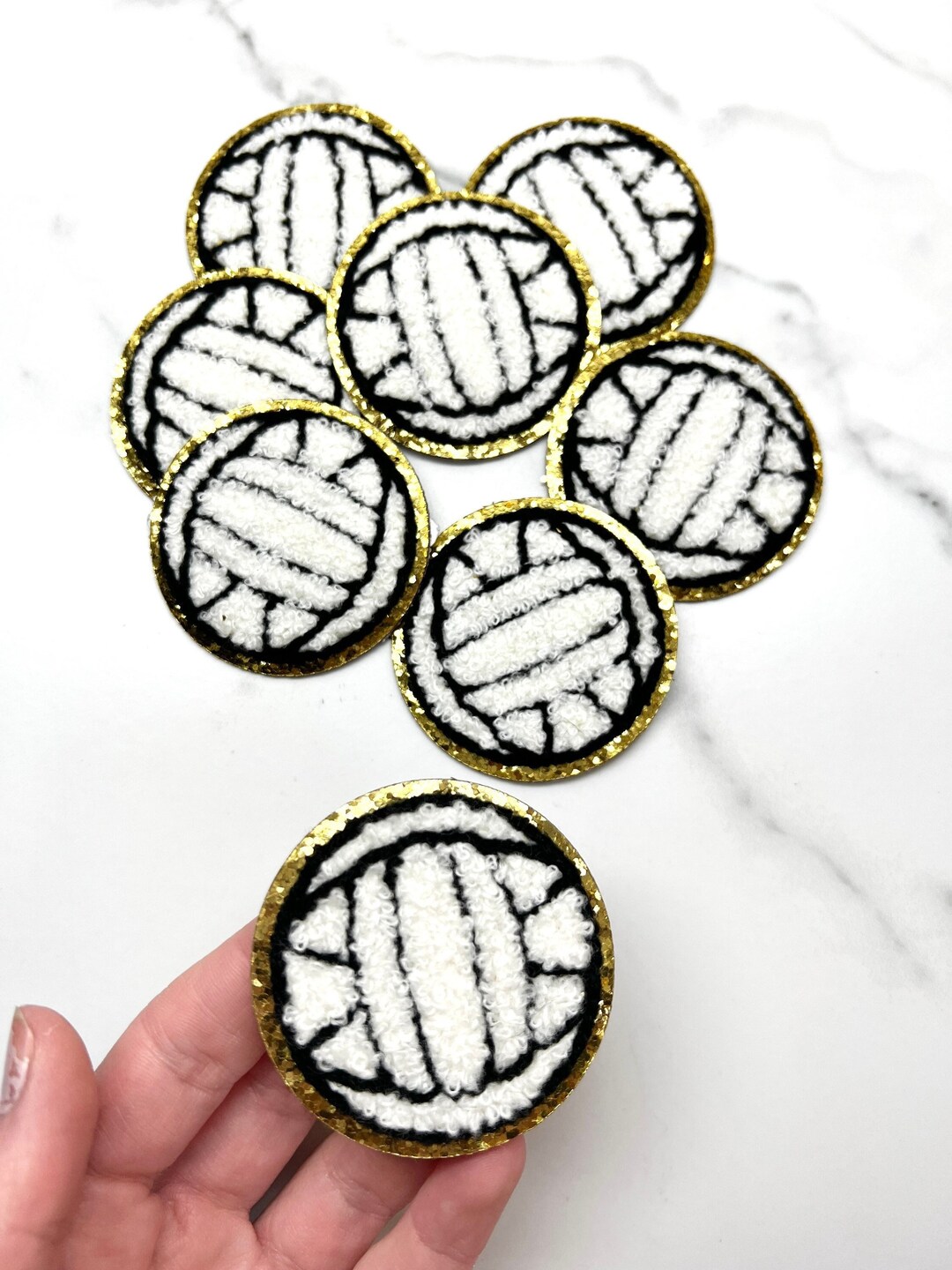 2.2" Volleyball ADHESIVE and IRON ON Sticker Chenille Glitter Sport ...