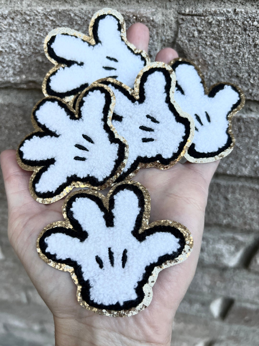 2.5" Mickey Mouse Minnie Mouse Hand Self-adhesive 3M Chenille Patch ...