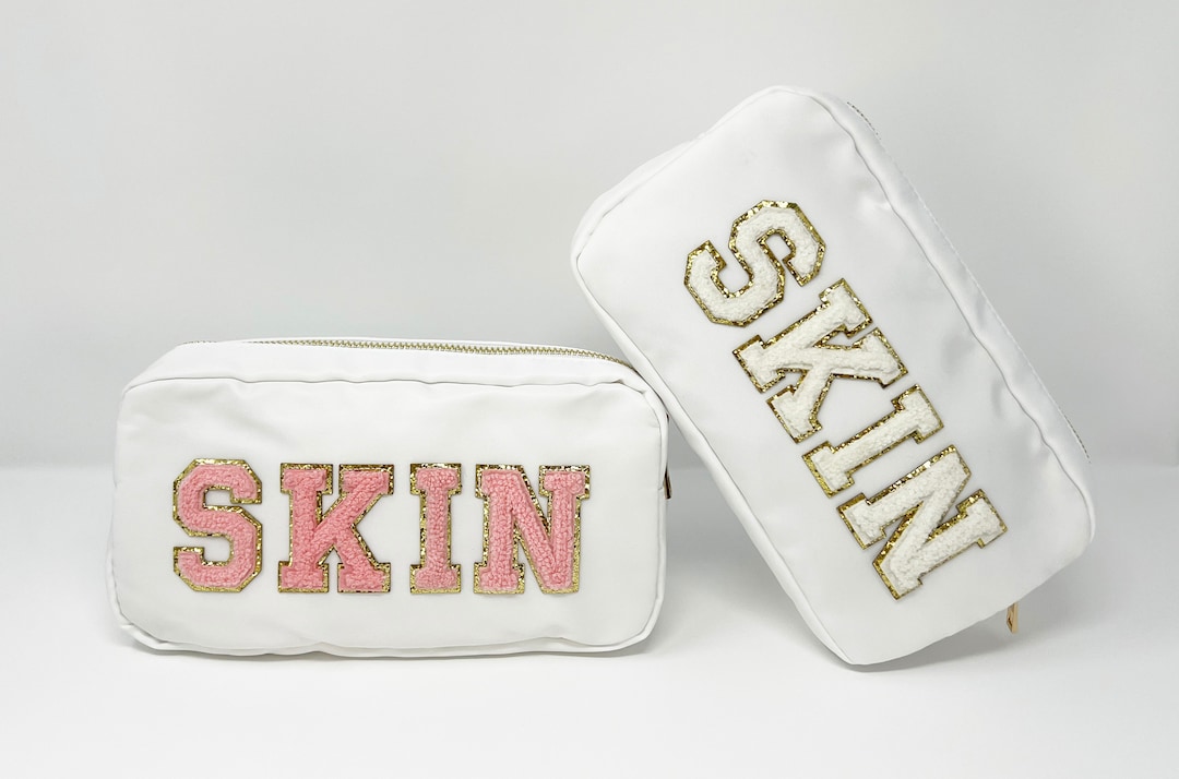 SKIN Makeup Bag Toiletry Cosmetic Travel Customizable Chenille Patches ...