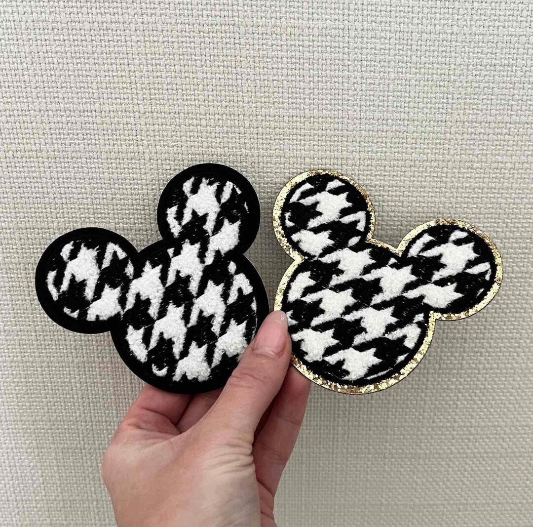 3.5” Houndstooth Mickey Mouse Patches 3M ADHESIVE Chenille Patch DIY - Etsy