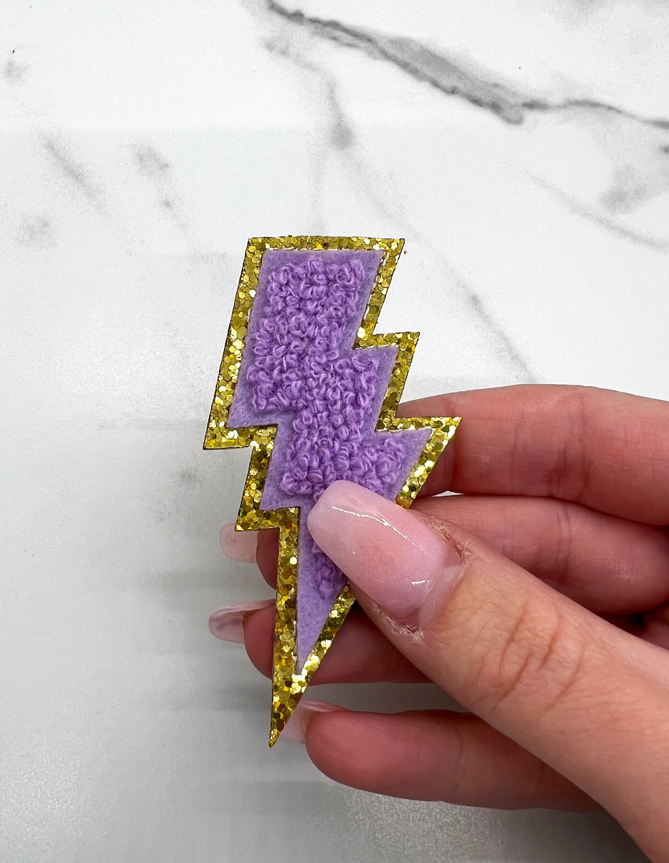 3 Lightning Bolt SELF ADHESIVE Sticker Chenille Glitter - Etsy