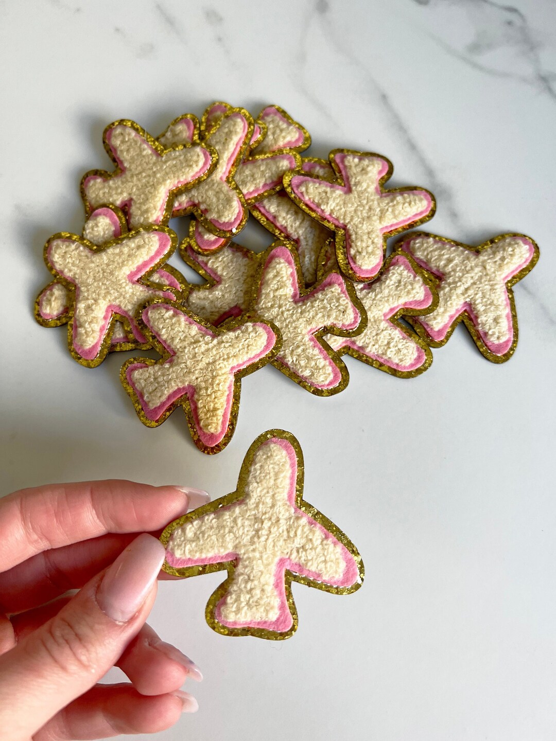 2.2" Airplane SELF ADHESIVE Sticker Chenille Glitter Plane Patch DIY ...