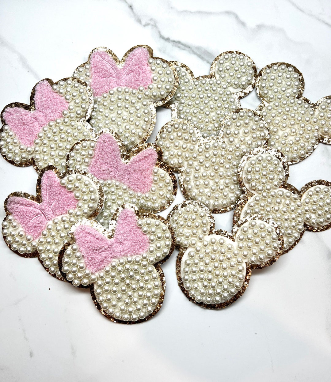 Pearl Minnie Mickey Silhouette With Bow 2.5" 3.5" Adhesive Sticker 3M ...
