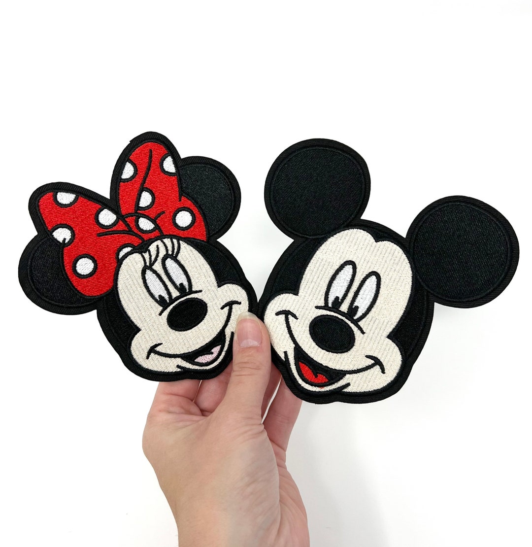 3” 4” 5” Adhesive Red Bow Mickey Mouse Minnie Mouse 3M Embroidery Patch ...