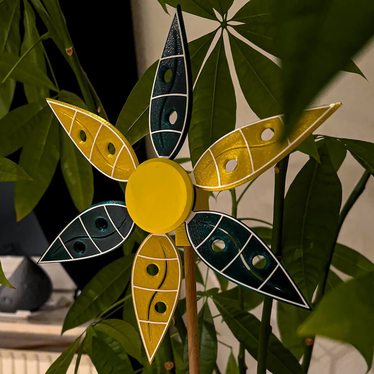 Wind Turbine Space With 6 Decorated Colorful Blades, Silent Thanks to ...