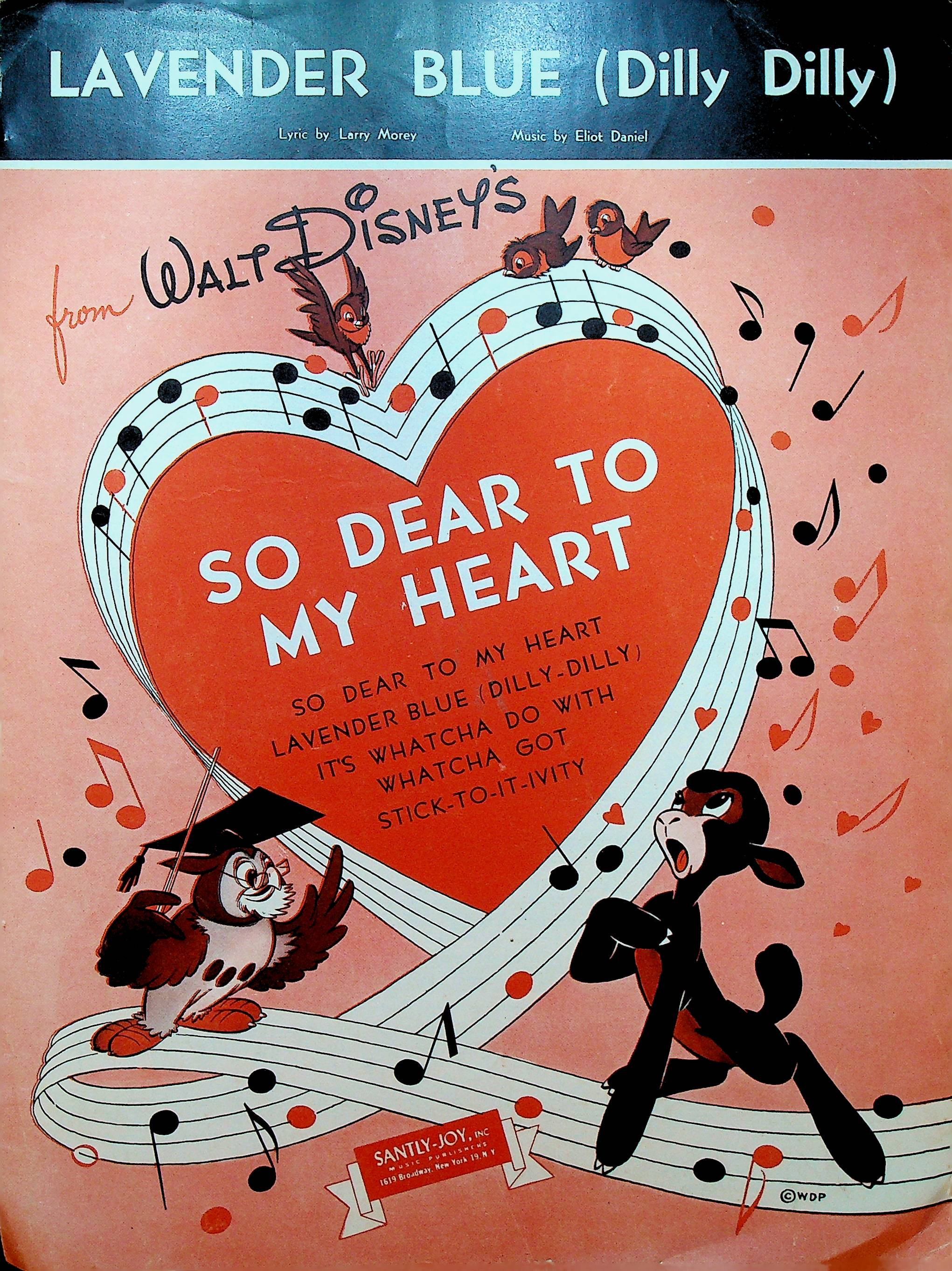 Walt Disney's so Dear to My Heart Sheet Music Lavender Blue Dilly Dilly ...