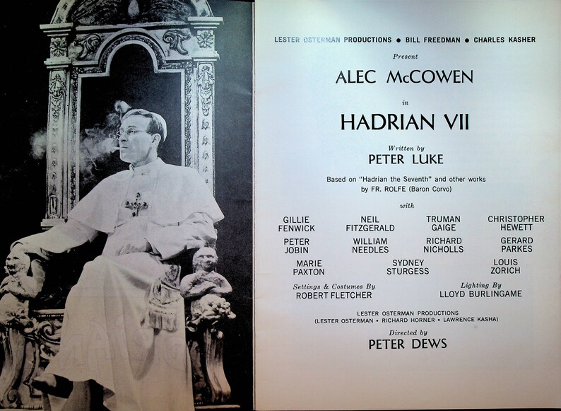 Hadrian VII Souvenir Program Alec Mccowen - Etsy