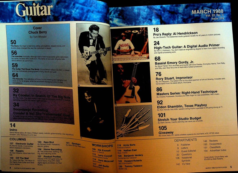 Guitar Player Magazine March 1988 Chuck Berry Al Hendrickson Emory ...