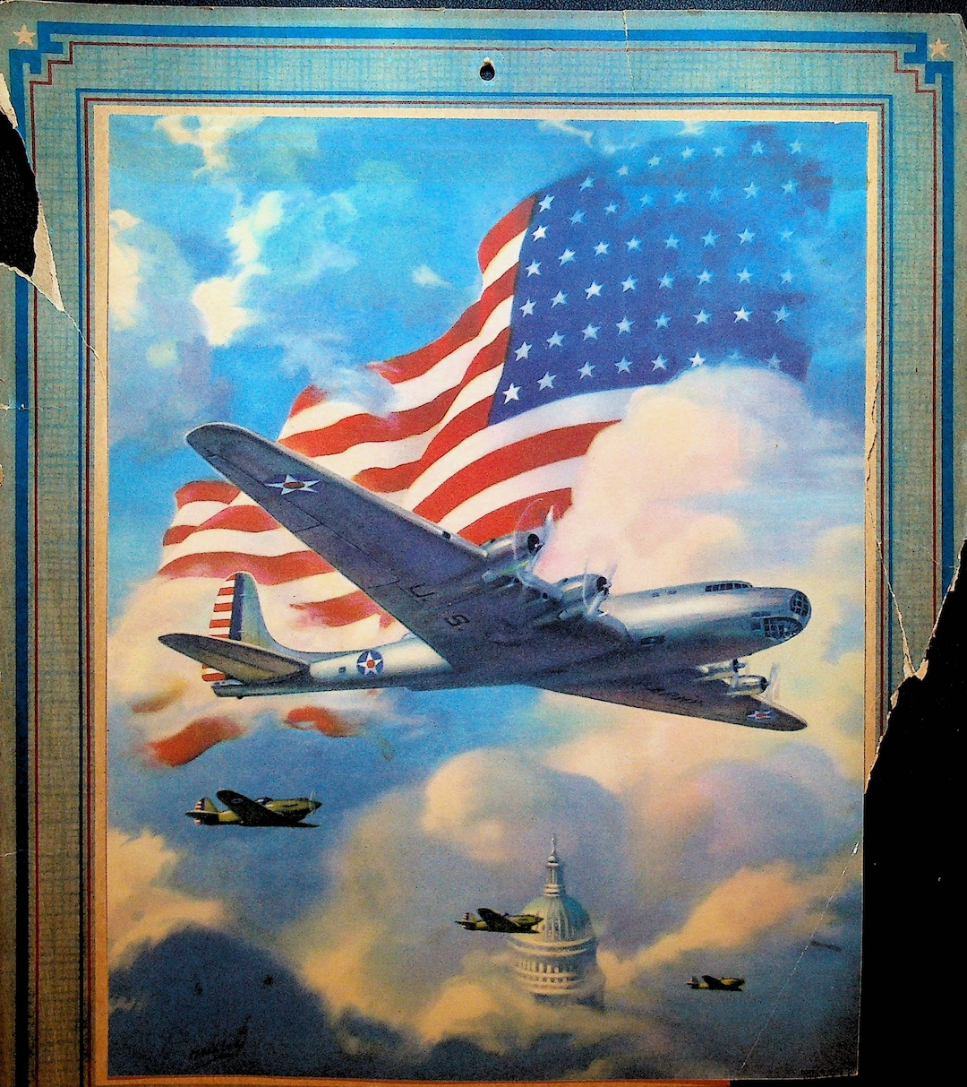 Patriotic Calendar Topper American Flag Airplane Washington Capitol ...