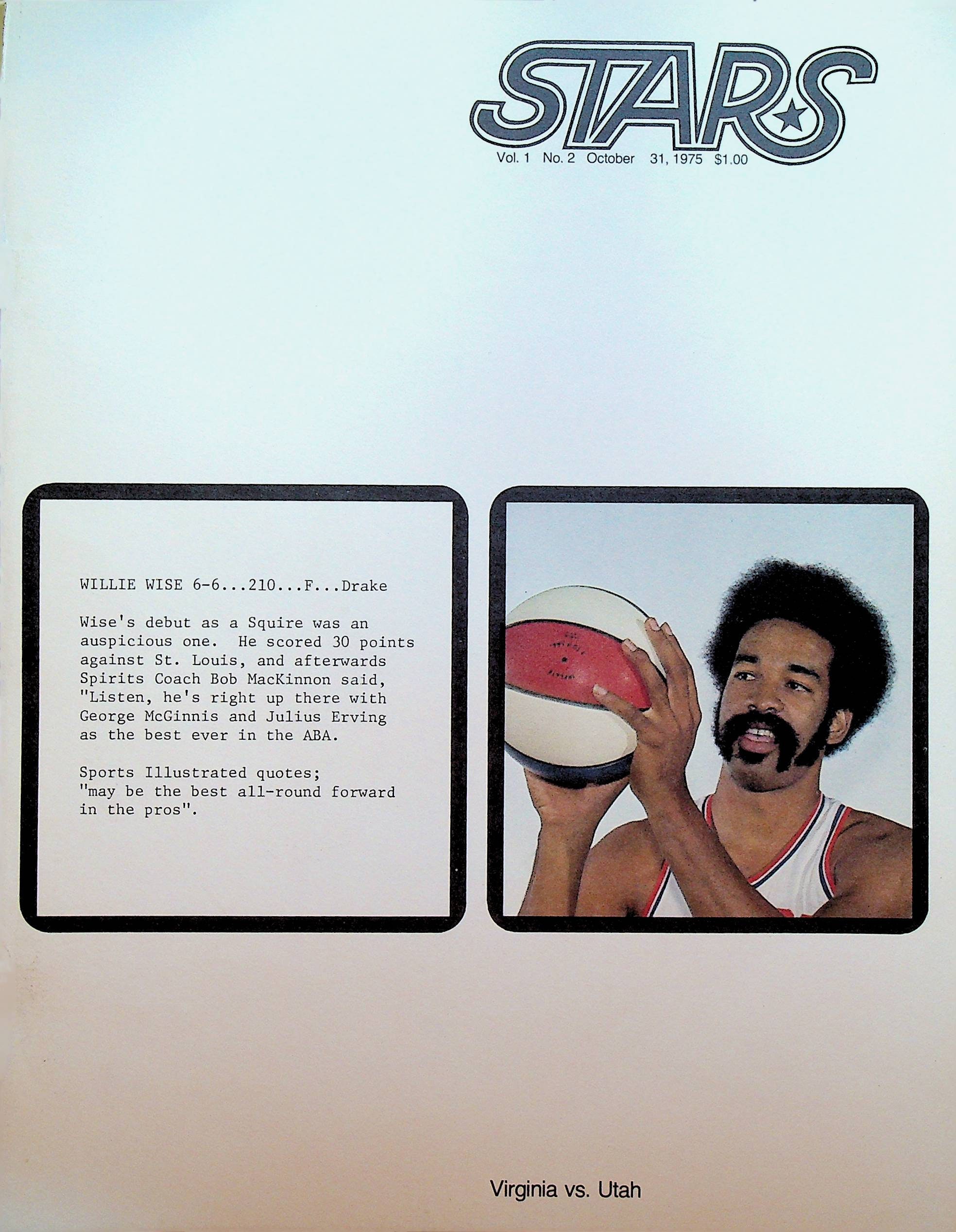 Utah Stars ABA Basketball 1975 Program Cover Lot of 4 Red White Blue ...
