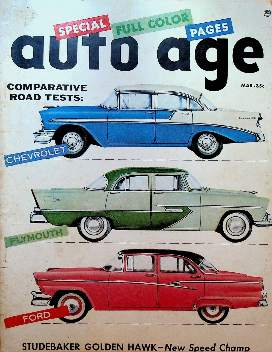 Auto Age Magazine March 1956 Chevrolet Plymouth Ford Studebaker - Etsy