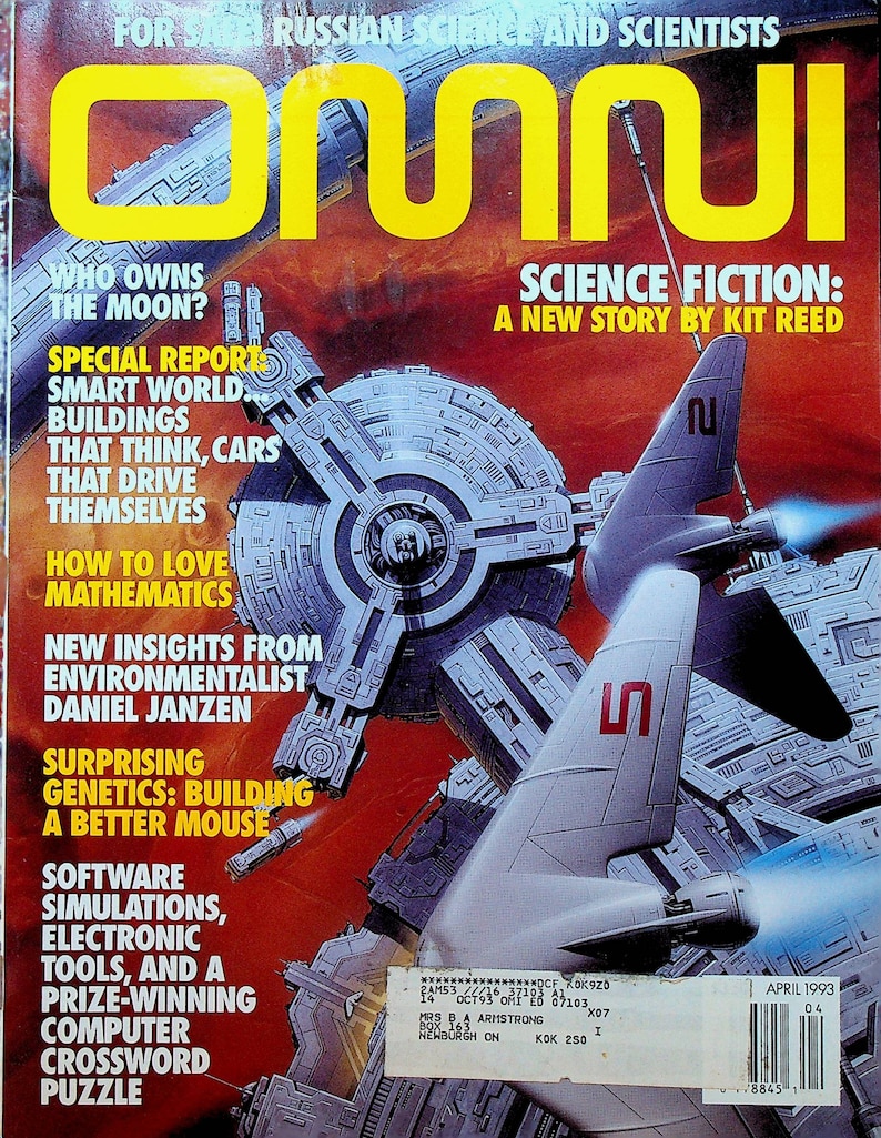 Omni Magazine April 1993 Science Fiction Kit Reed Self Driving Cars ...