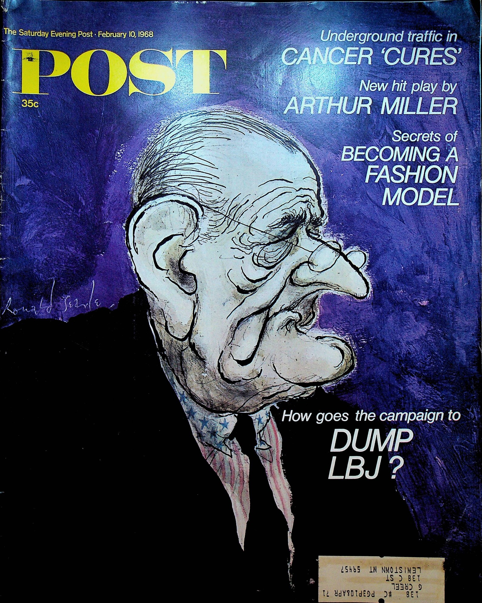 Saturday Evening Post Magazine February 10 1968 LBJ Arthur Miller - Etsy