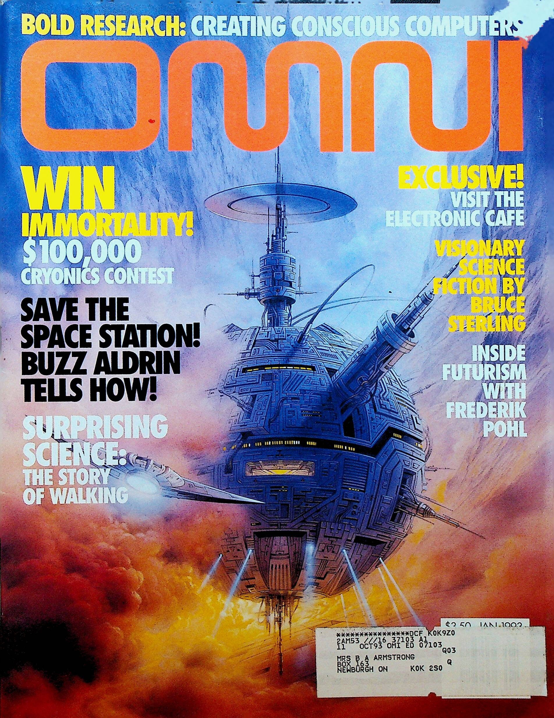 Omni Magazine January 1993 Buzz Aldrin Space Shuttle Frederik Pohl ...