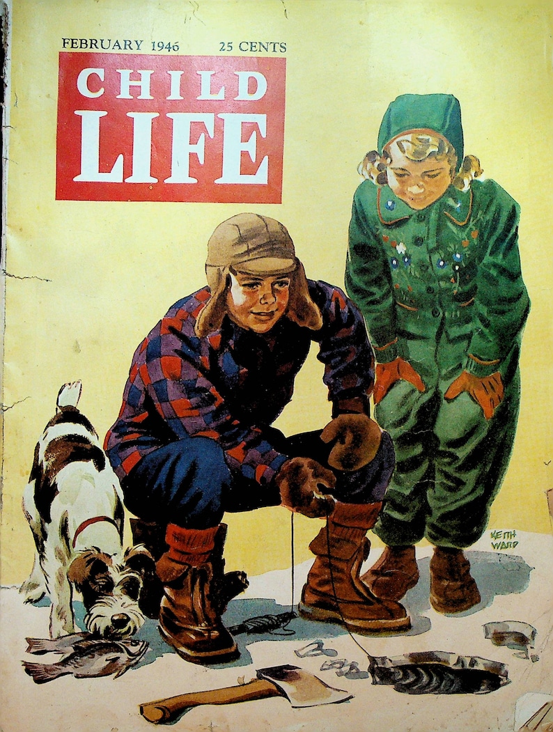Child Life Magazine February 1946 Keith Ward Ice Fishing - Etsy