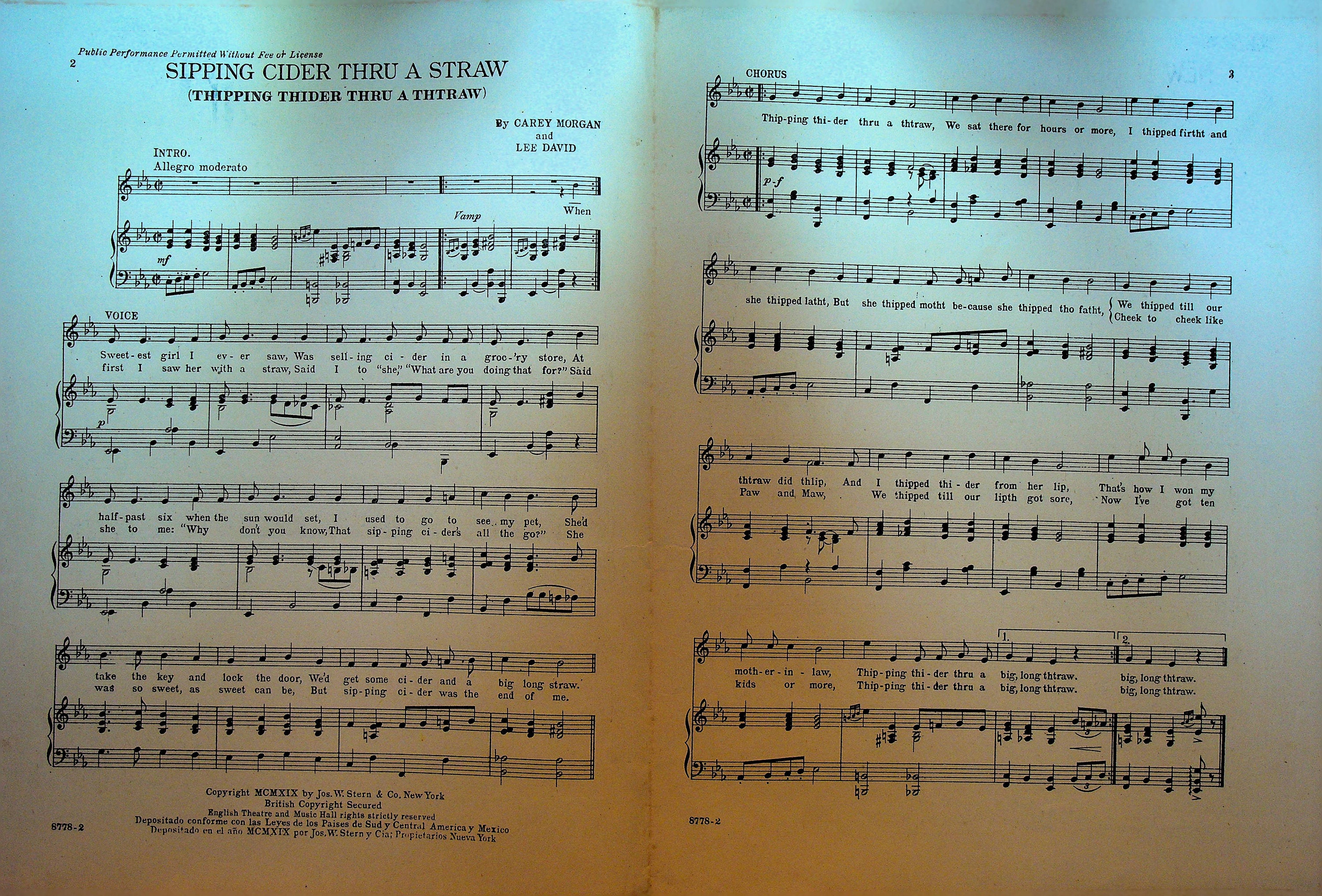Sipping Cider Thru A Straw Sheet Music 1919 Fatty Arbuckle - Etsy