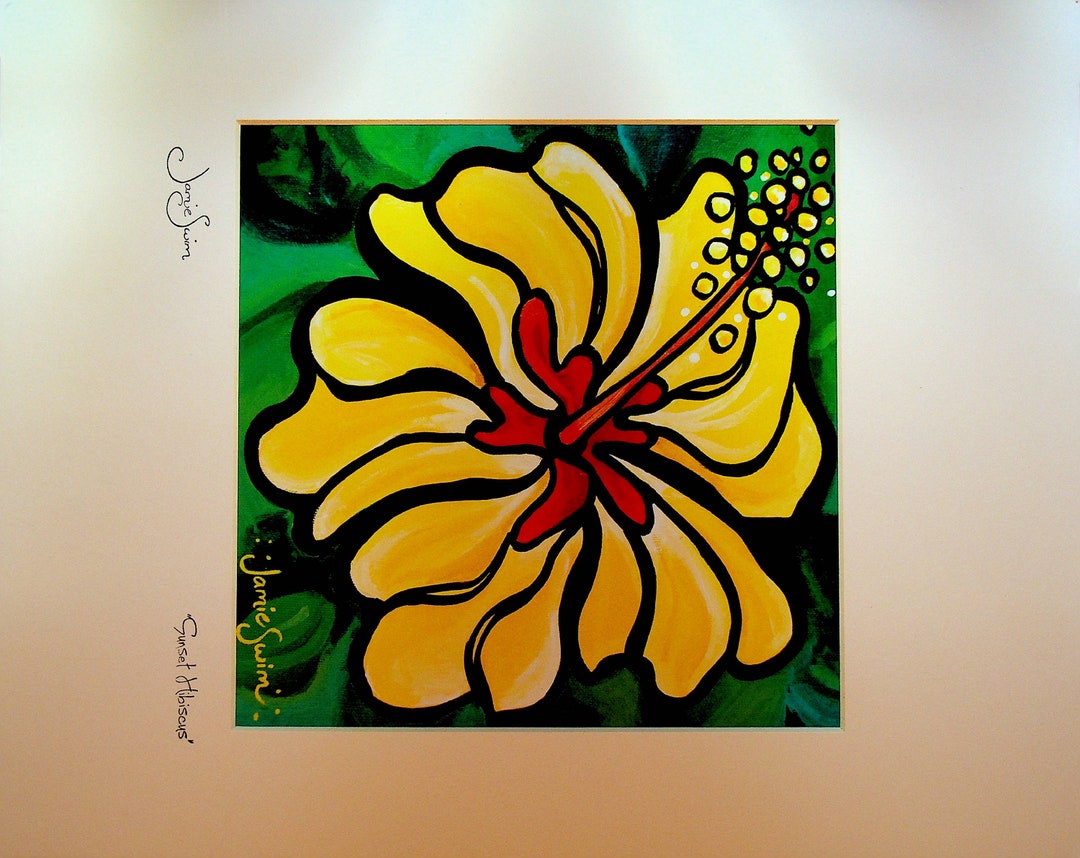 Jamie Swim Sunset Hibiscus Print Yellow - Etsy