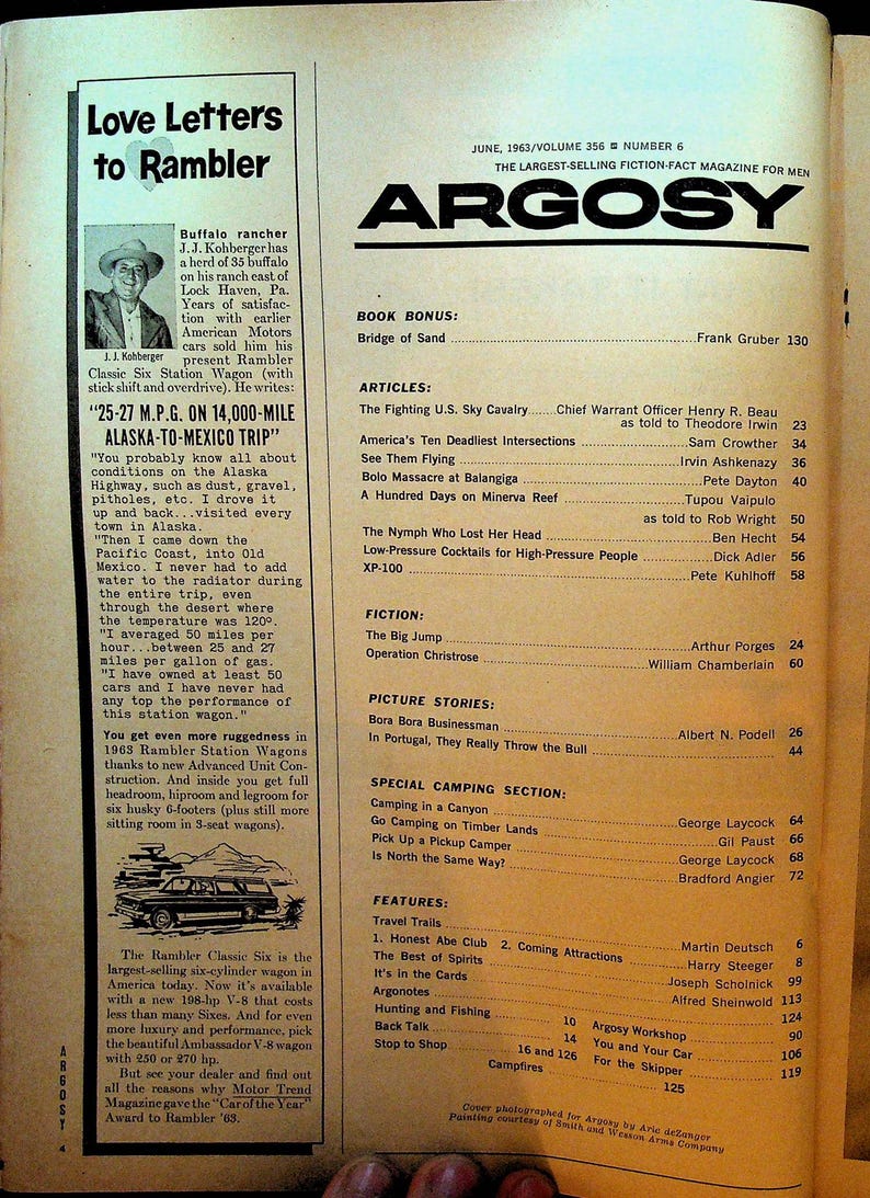 Argosy Magazine June 1963 Arthur Porges US Sky Cavalry Balangiga ...