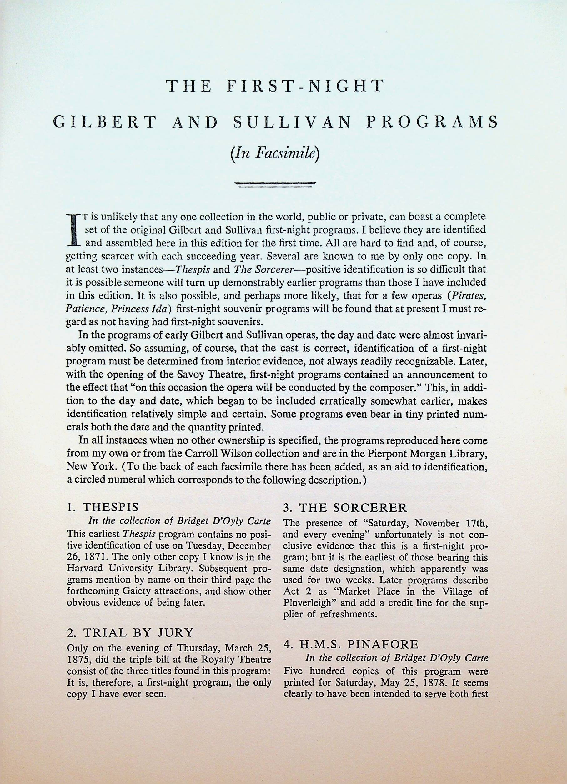Gilbert & Sullivan the First Night Box Set of Facsimile Programs 1950s ...