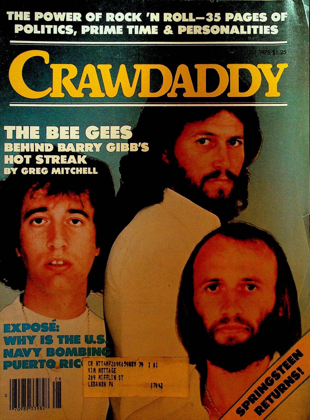 Crawdaddy Magazine August 1978 the Bee Gees Bruce Springsteen Wowii ...