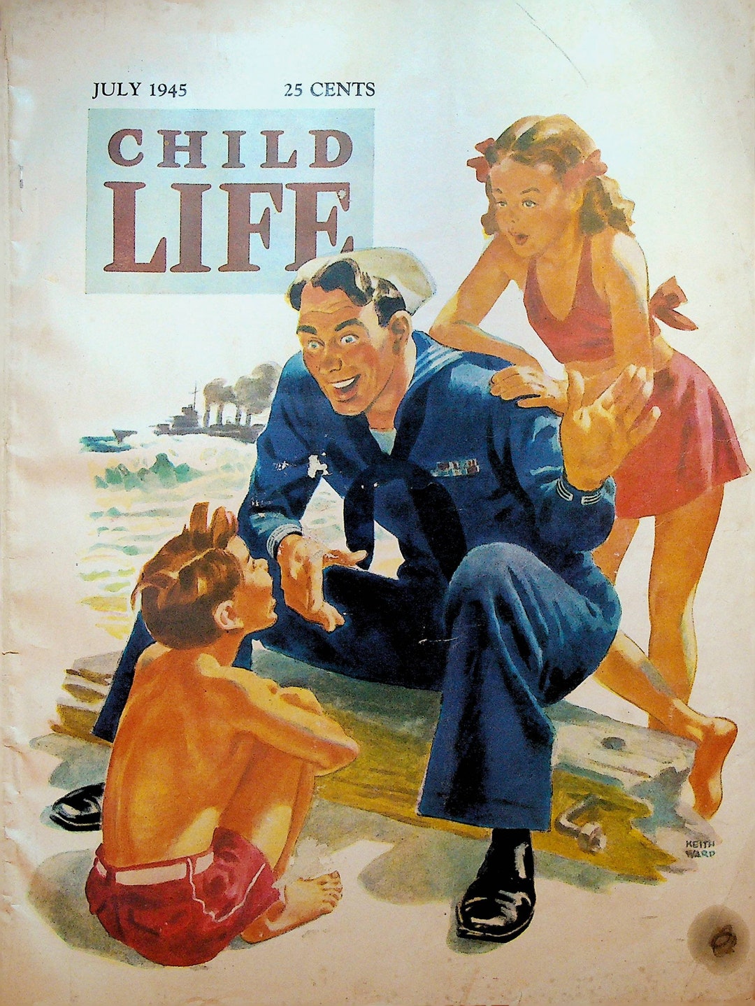 Child Life Magazine July 1945 Keith Ward Navy WWII Cover - Etsy
