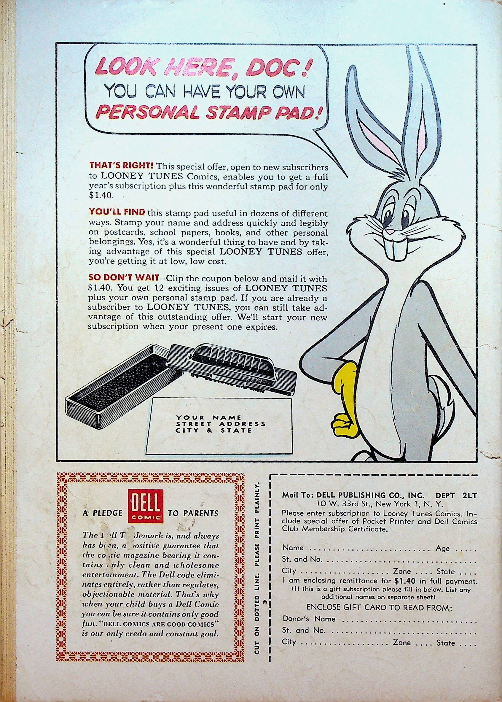 Looney Tunes Comic 172 1956 Dell Bugs Bunny Gas Station Attendant Elmer ...